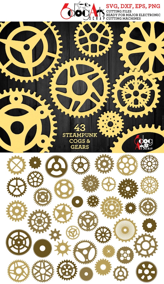 Gears & Cogs Steampunk SVG DXF digital download vector file Silhouette ...