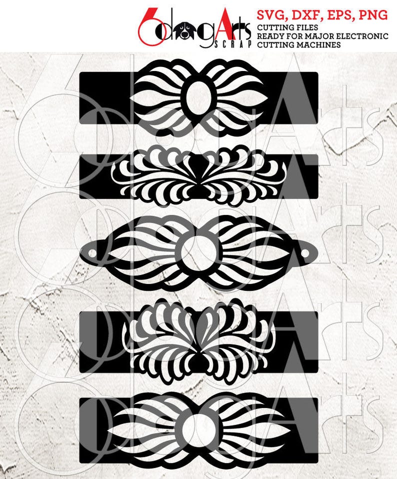 5 Floral Cuff Bracelet Leather Jewelry Templates Vector - Etsy España
