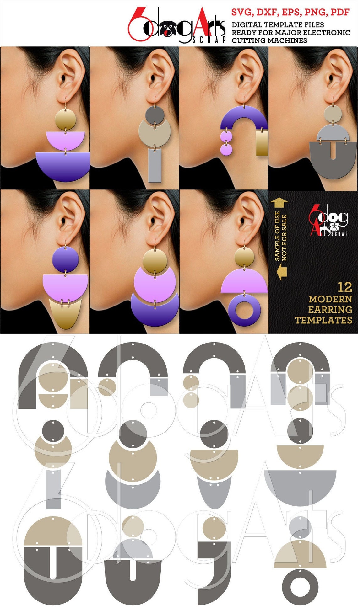12 Contemporary Modern Earring SVG DXF Templates Wood Acrylic - Etsy