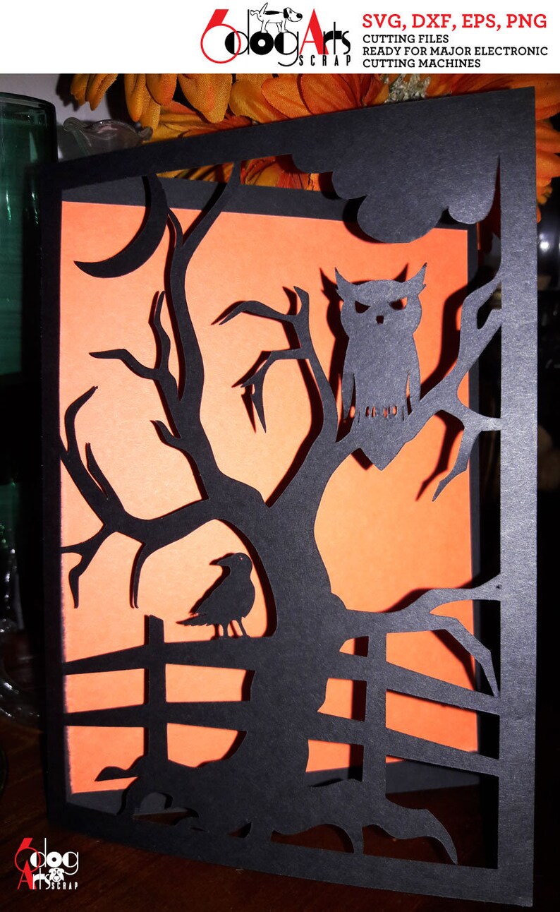 Halloween Owl Lace Card Template Digital Cut SVG DXF Files - Etsy