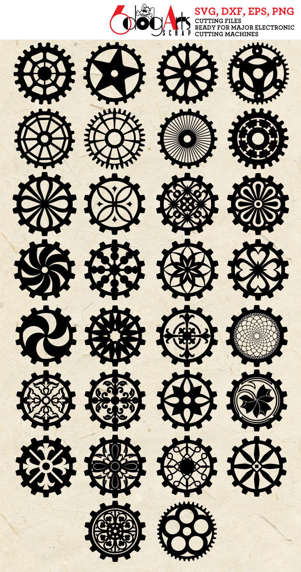 30 Steampunk Cogs and Gears Vector Digital Cut Files SVG DXF | Etsy