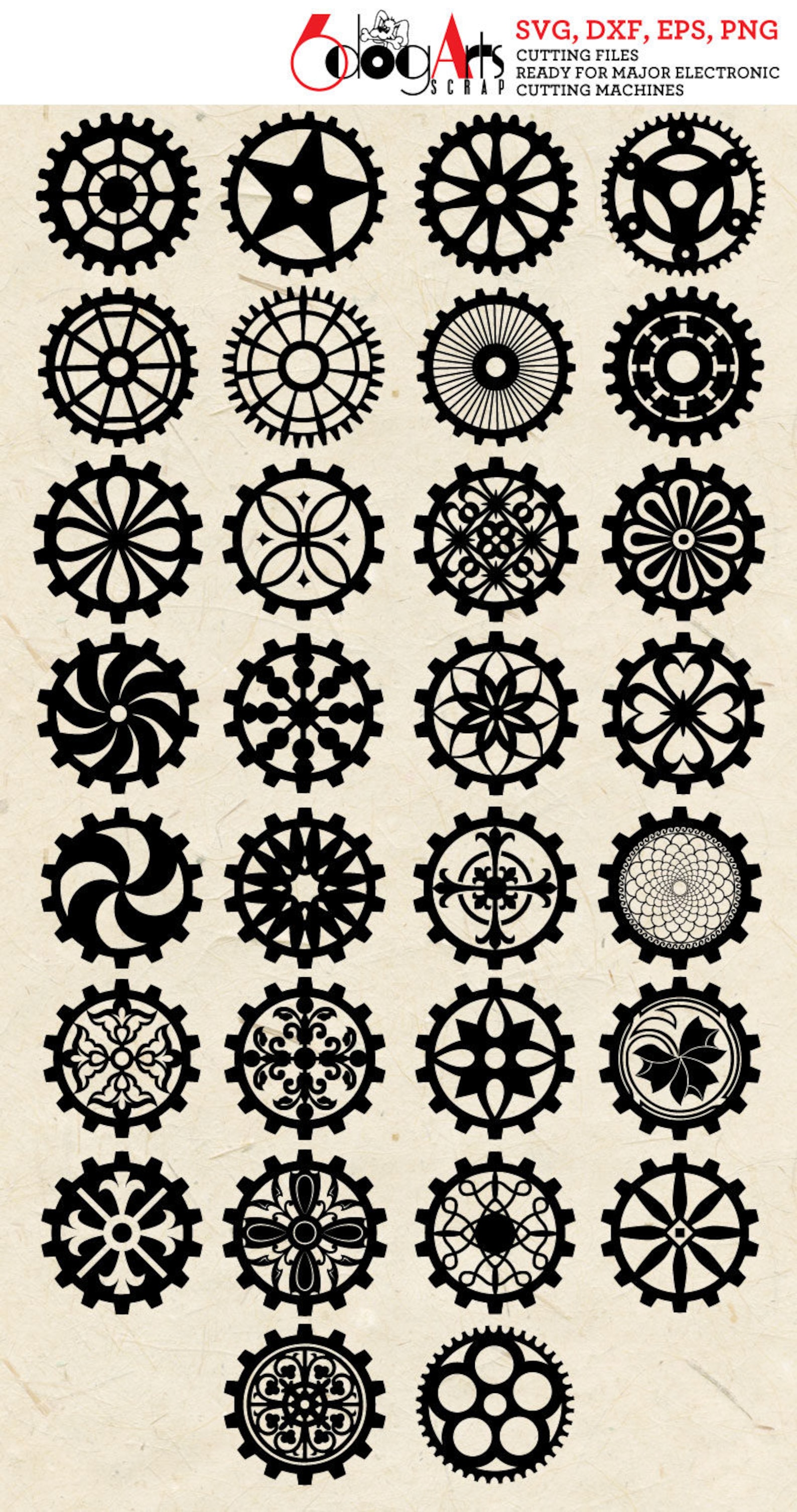 30 Steampunk Cogs and Gears Vector Digital Files SVG DXF - Etsy Australia