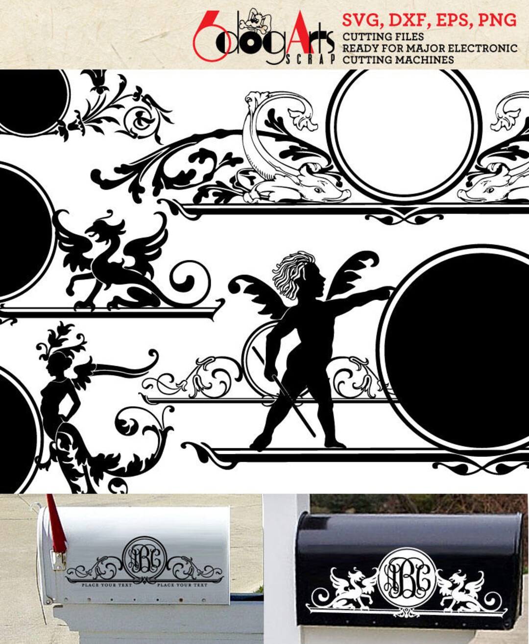 Mailbox Monogram Frames Digital Files Svg Dxf Eps Png - Etsy