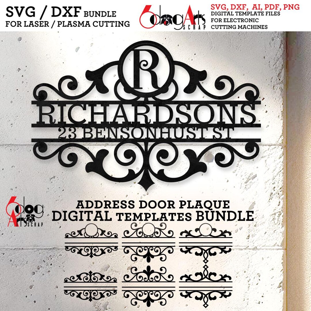 Address Door Sign / Plaque SVG / DXF Bundle: Digital Templates for ...