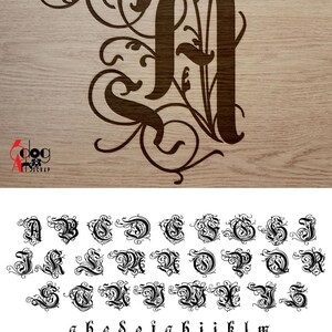Gothic Monogram Alphabet Letters SVG DXF Pdf Eps Vector Files - Laser ...