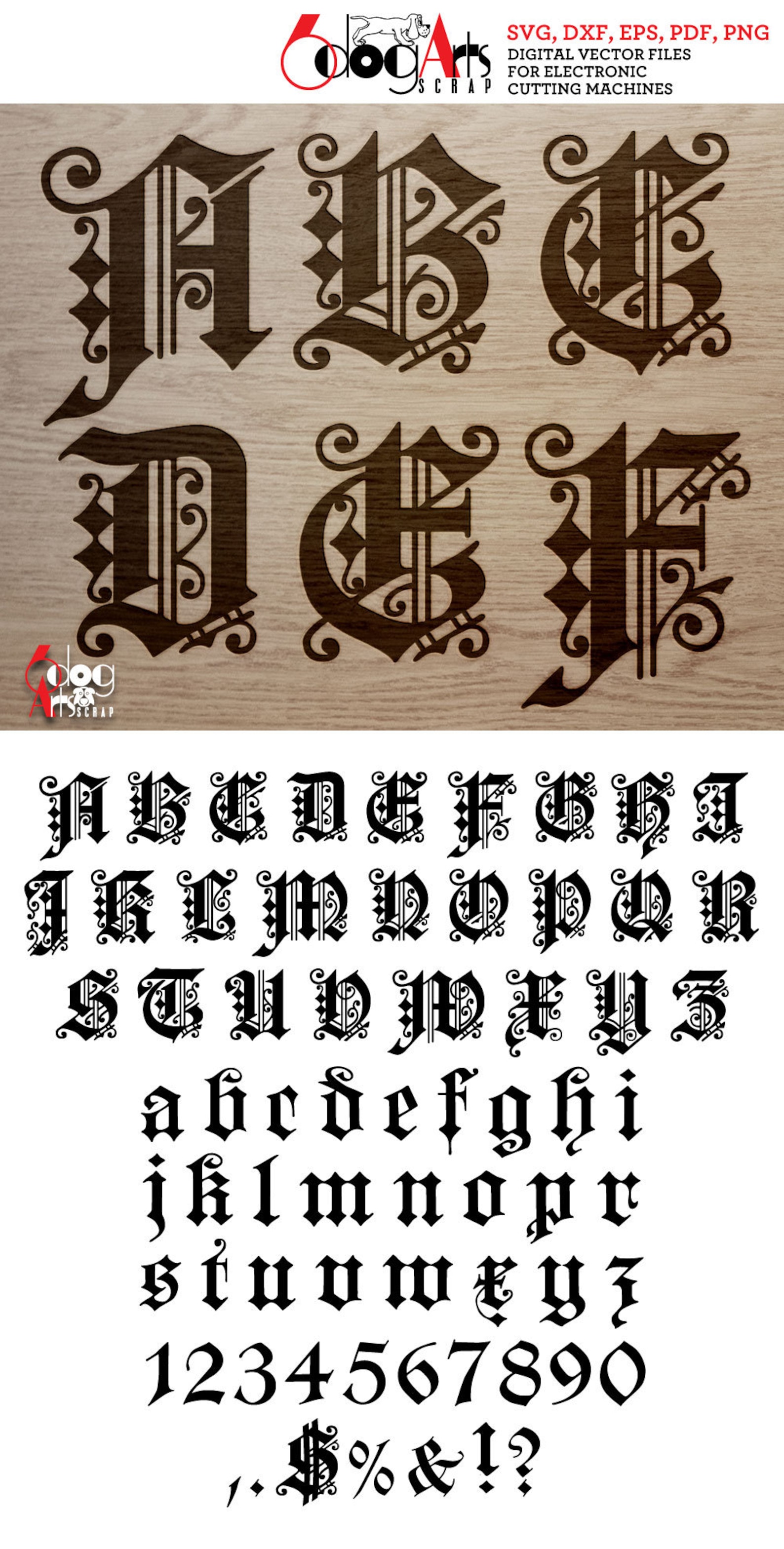 A-Z Old English Monogram Alphabet Letters SVG DXF Digital - Etsy