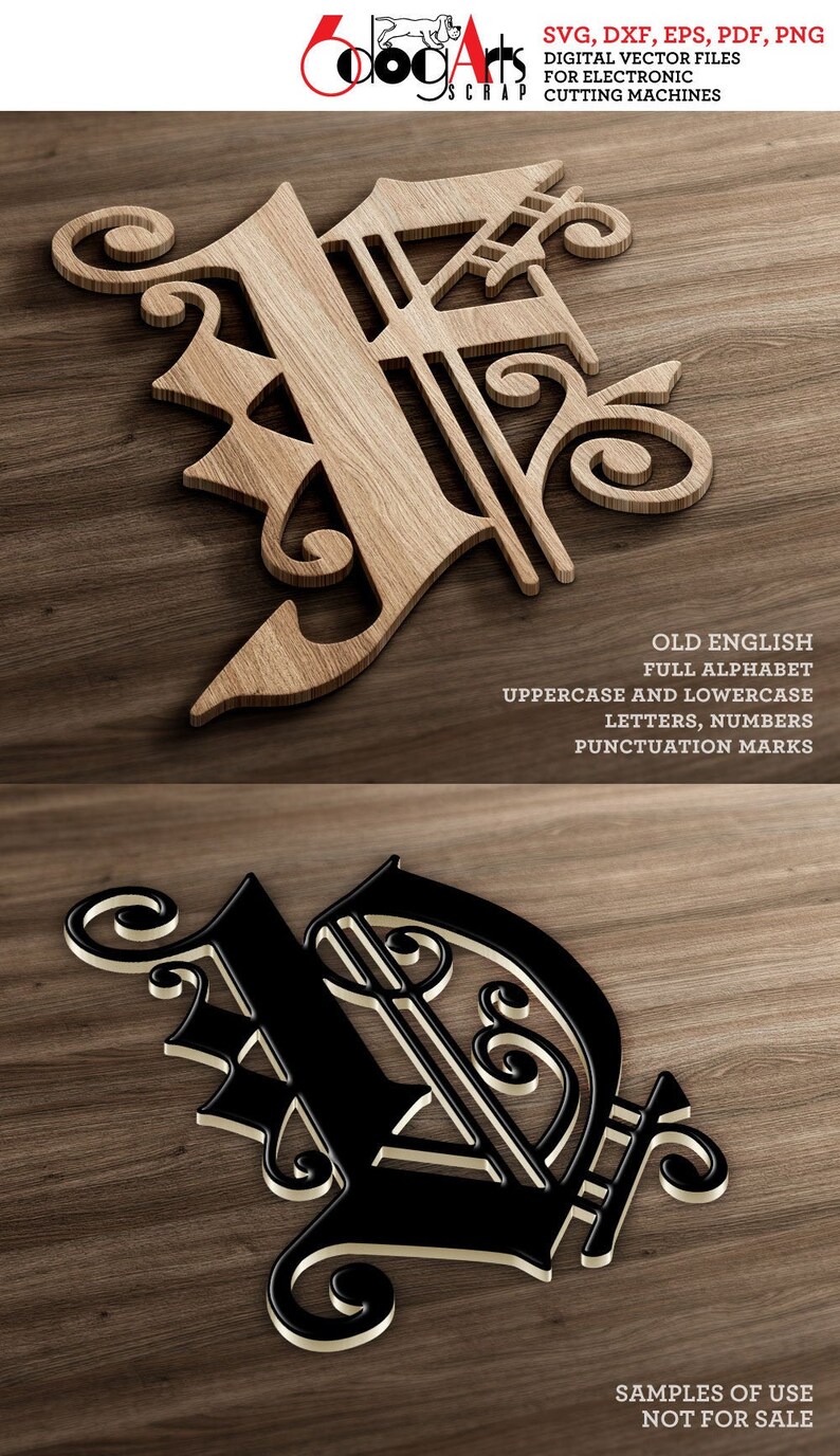 A-Z Old English Monogram Alphabet Letters SVG DXF Digital Images Vinyl ...
