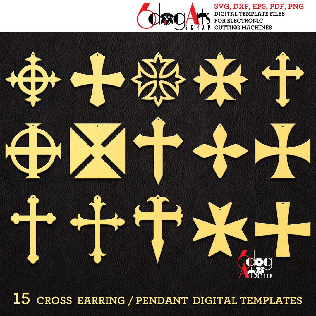 15 Leather / Wood Cross Earring Templates Vector Digital SVG DXF ...