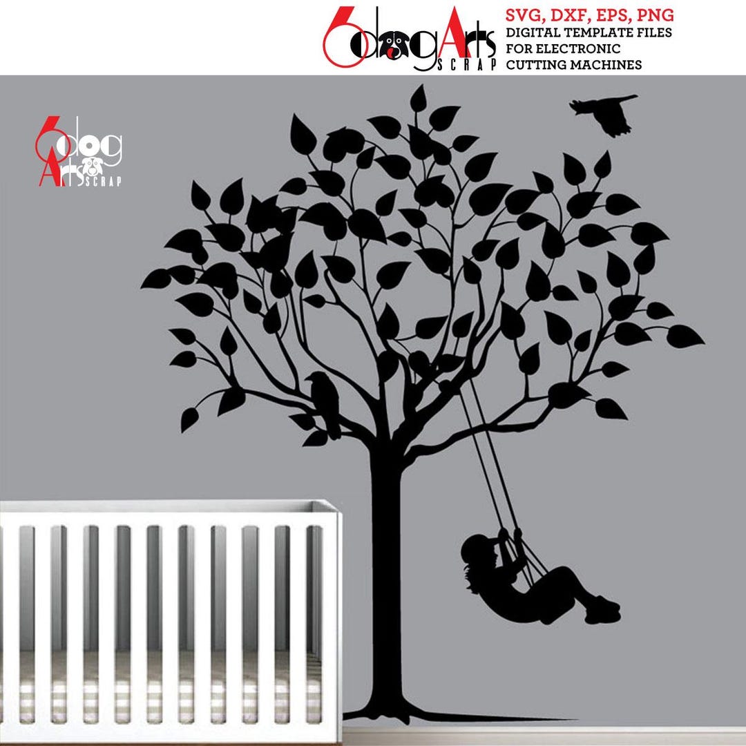Tree Swing Clip Art Digital Vector Files SVG DXF Printable Download for ...