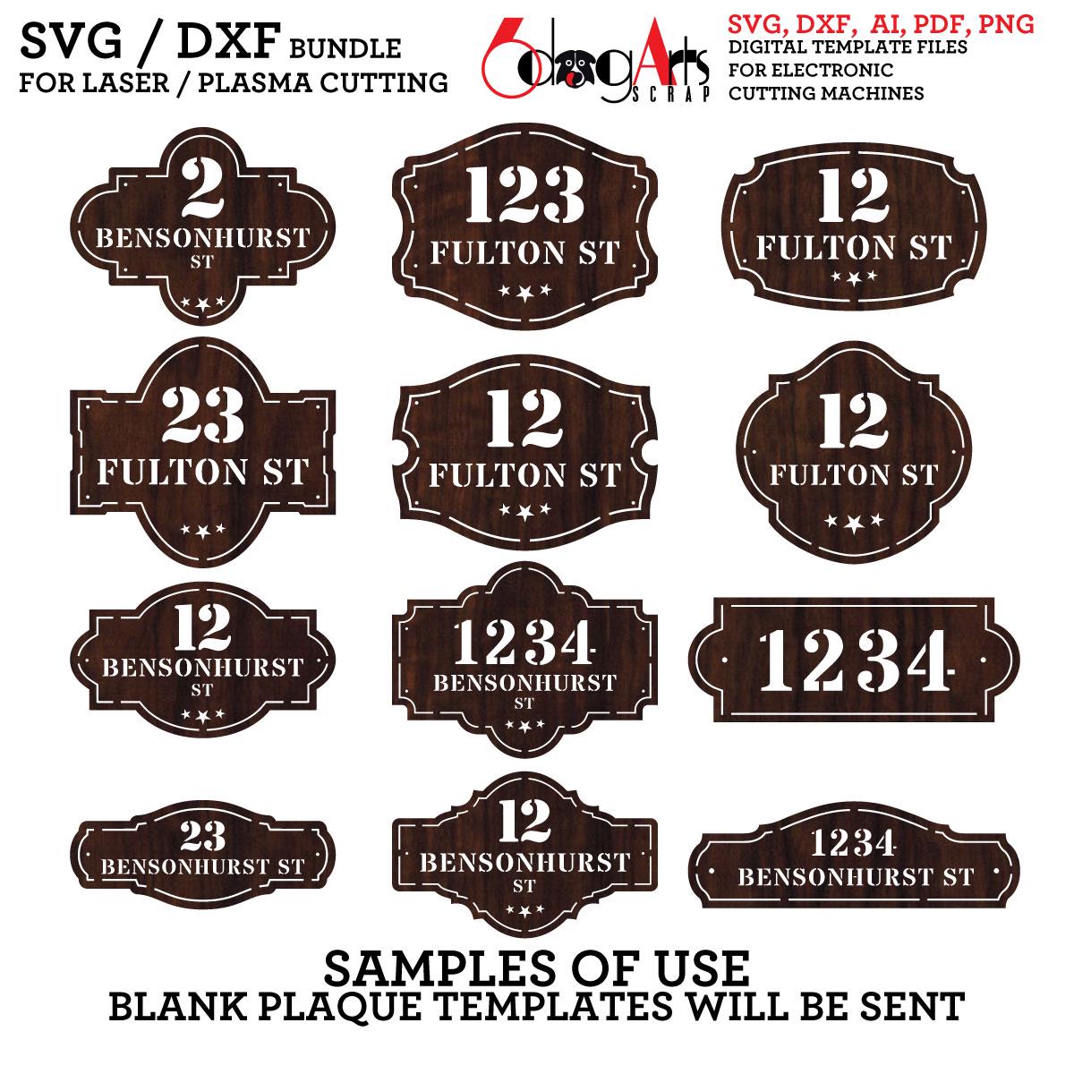 Address Door Sign SVG / DXF Bundle: 12 Digital Templates for Laser ...