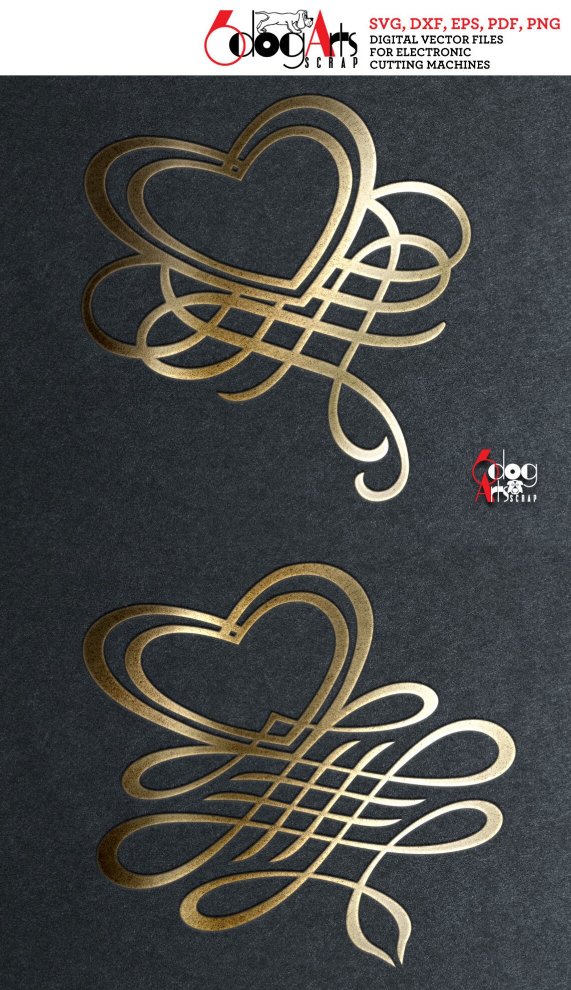 9 Heart Vignette Templates Vector Digital Files SVG DXF Pdf Eps Png ...