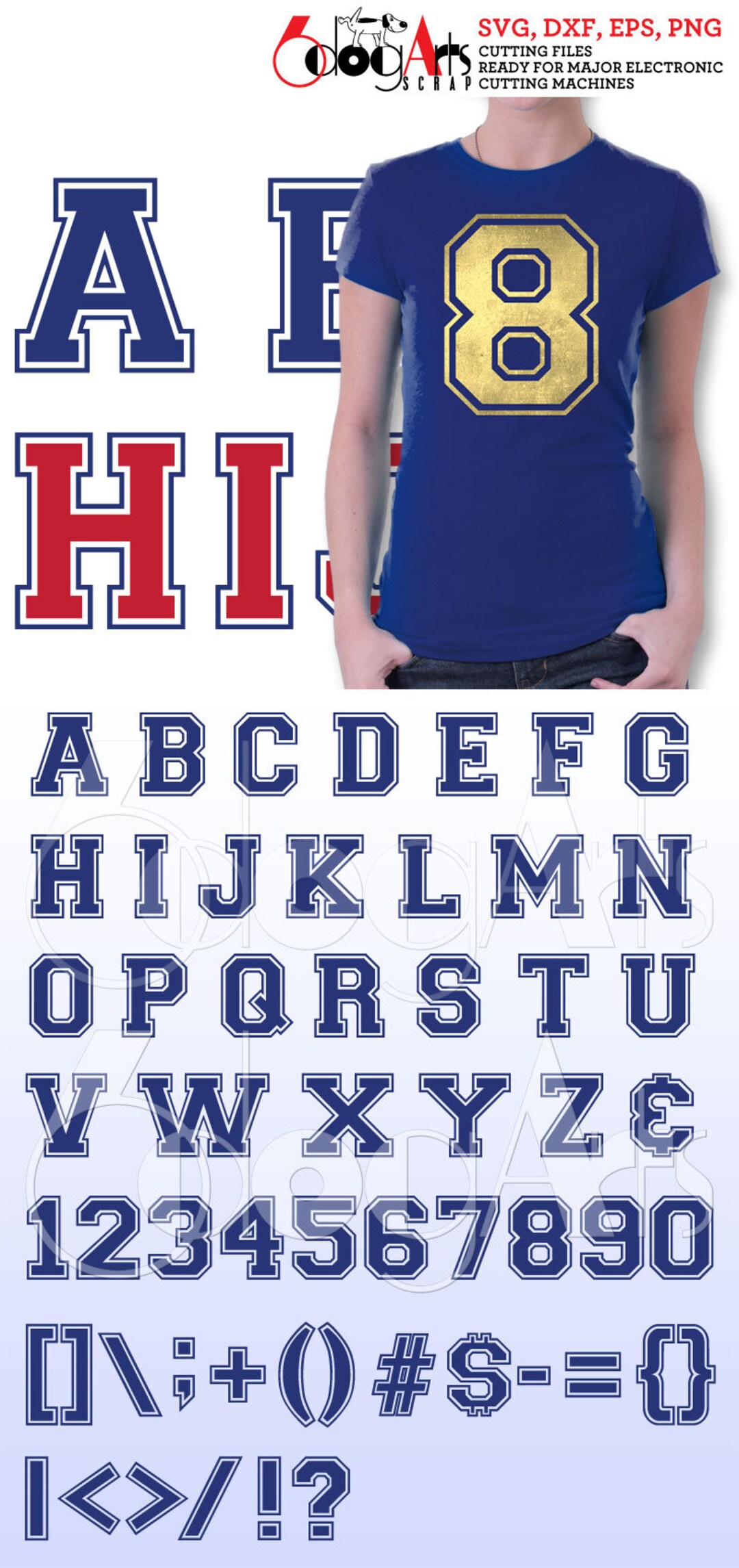 Varsity Alphabet Letters SVG DXF Files Sport Monogram Cuttable Jersey ...