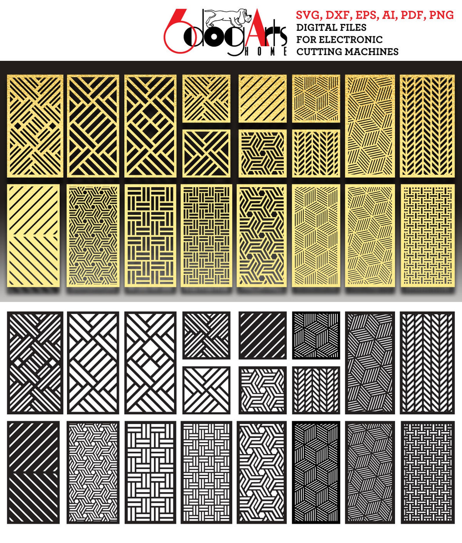 Gate Grill Panel Partition Room Divider Digital Templates set of 19 Svg ...