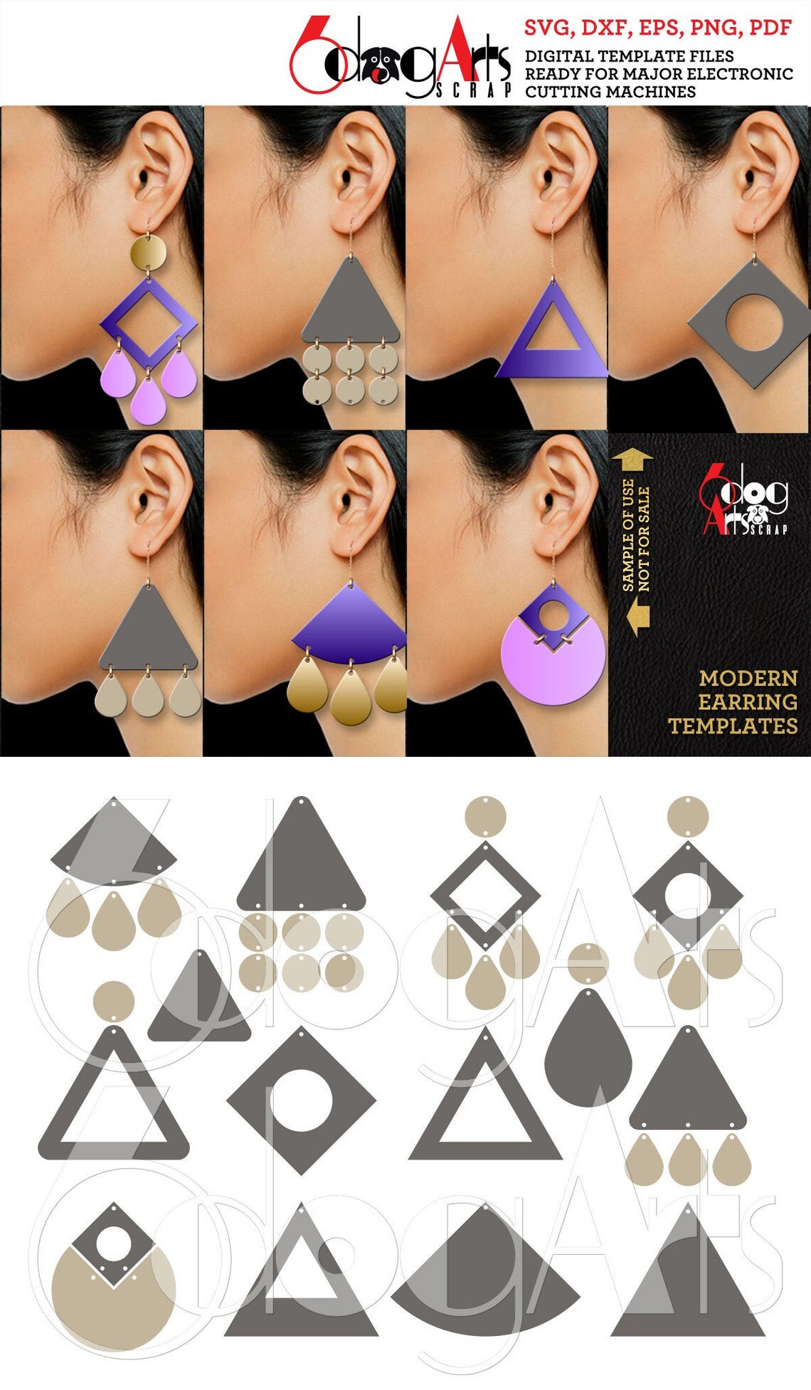 Contemporary Modern Earring SVG DXF Templates Wood Acrylic - Etsy