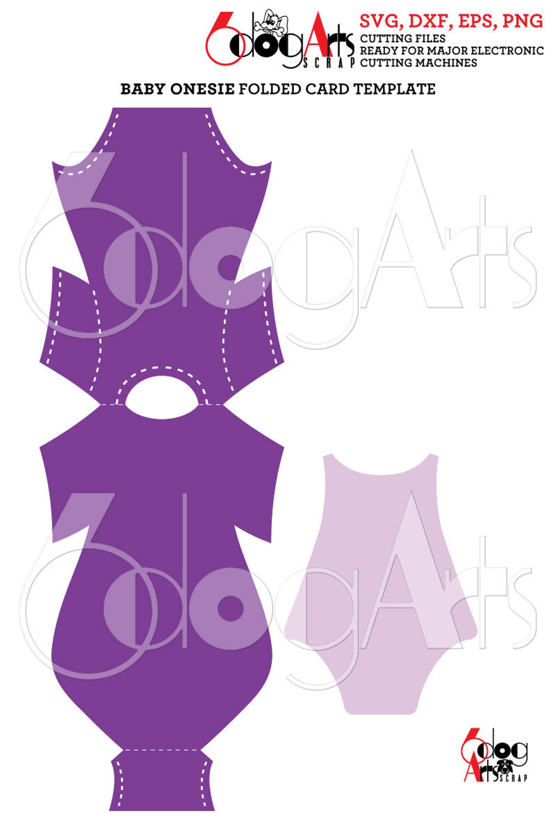 Baby Onesie Folded Card Template Digital Cut SVG DXF Files Baby Shower ...