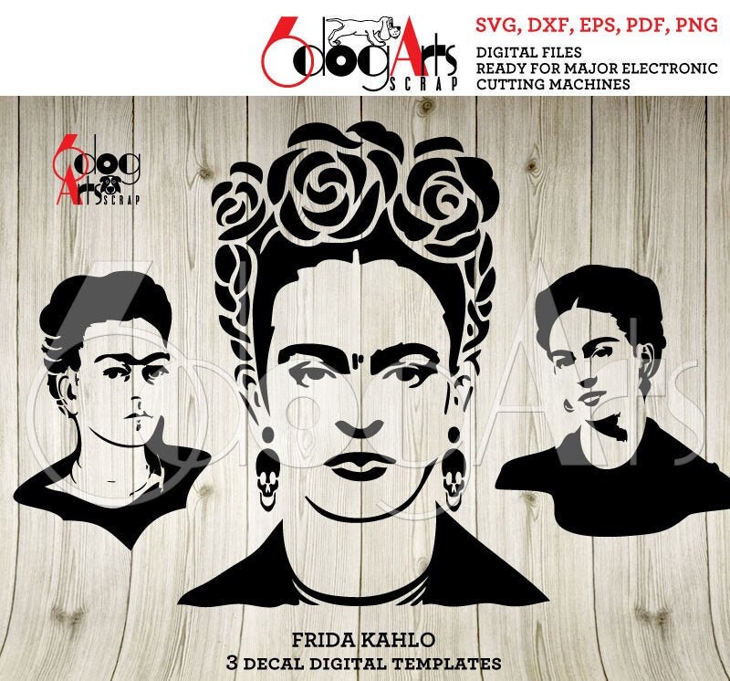 3 Frida Kahlo Decal Digital Templates SVG DXF Vector Files Diy - Etsy UK