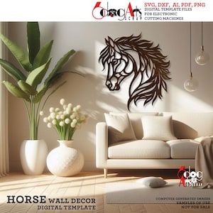 Horse Head Wall Decor SVG DXF Digital Templates Laser Cnc Plasma Metal ...