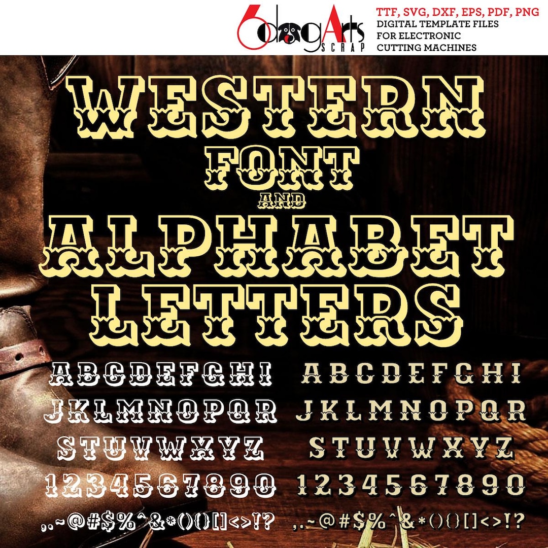 Western TTF Font & SVG Alphabet Letter Images Printable Download JB-940 ...