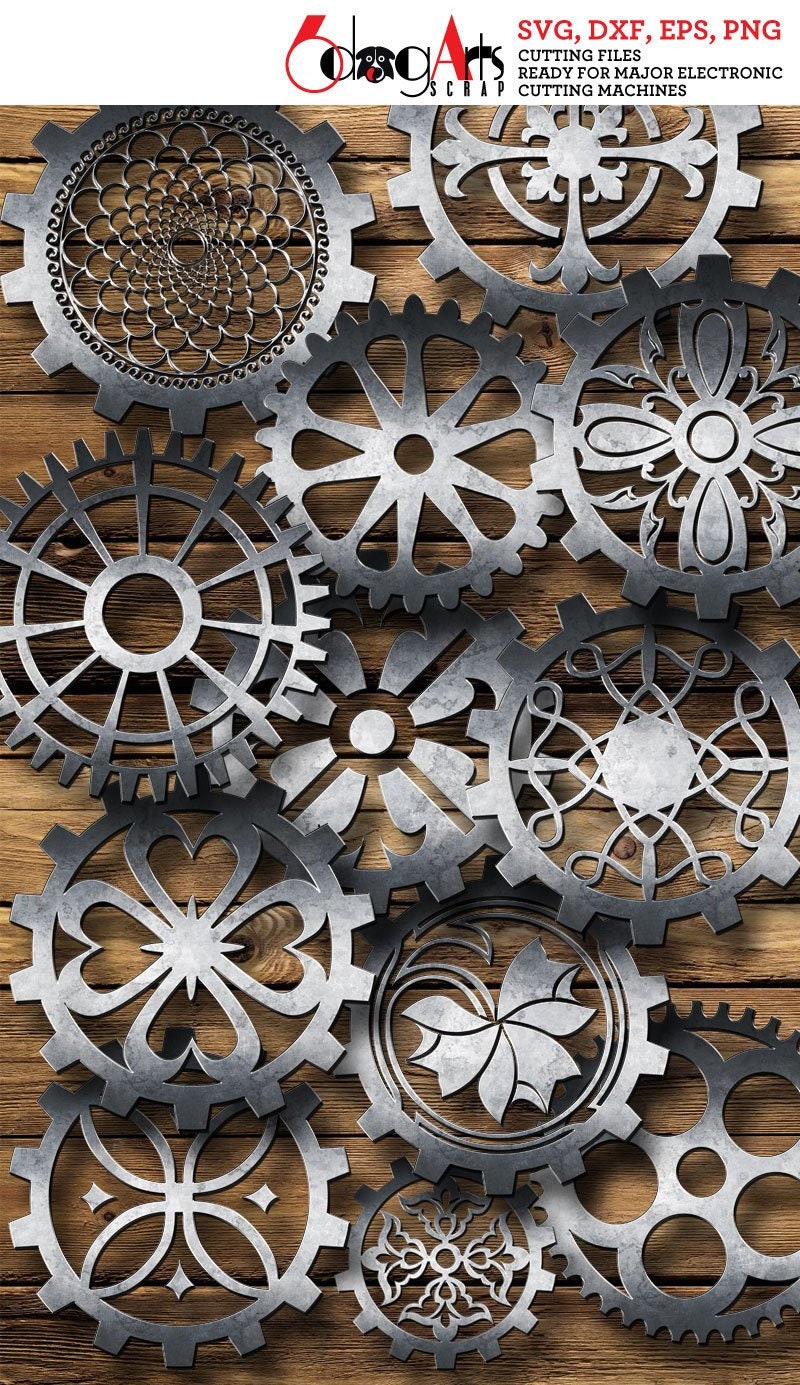 30 Steampunk Cogs and Gears Vector Digital Cut Files SVG DXF | Etsy
