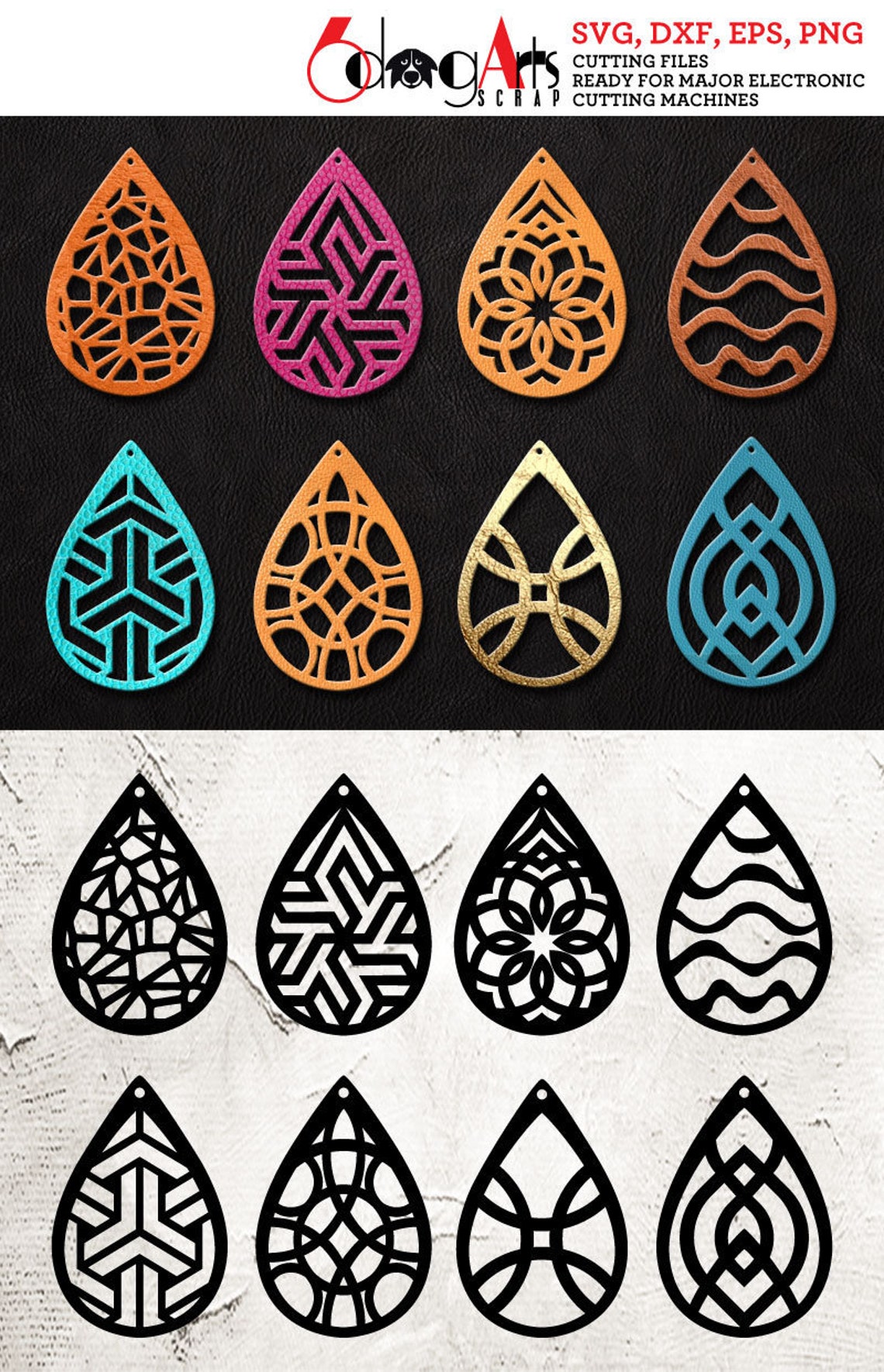 8 Earring SVG DXF Templates Wood / Acrylic / Metal / Leather | Etsy