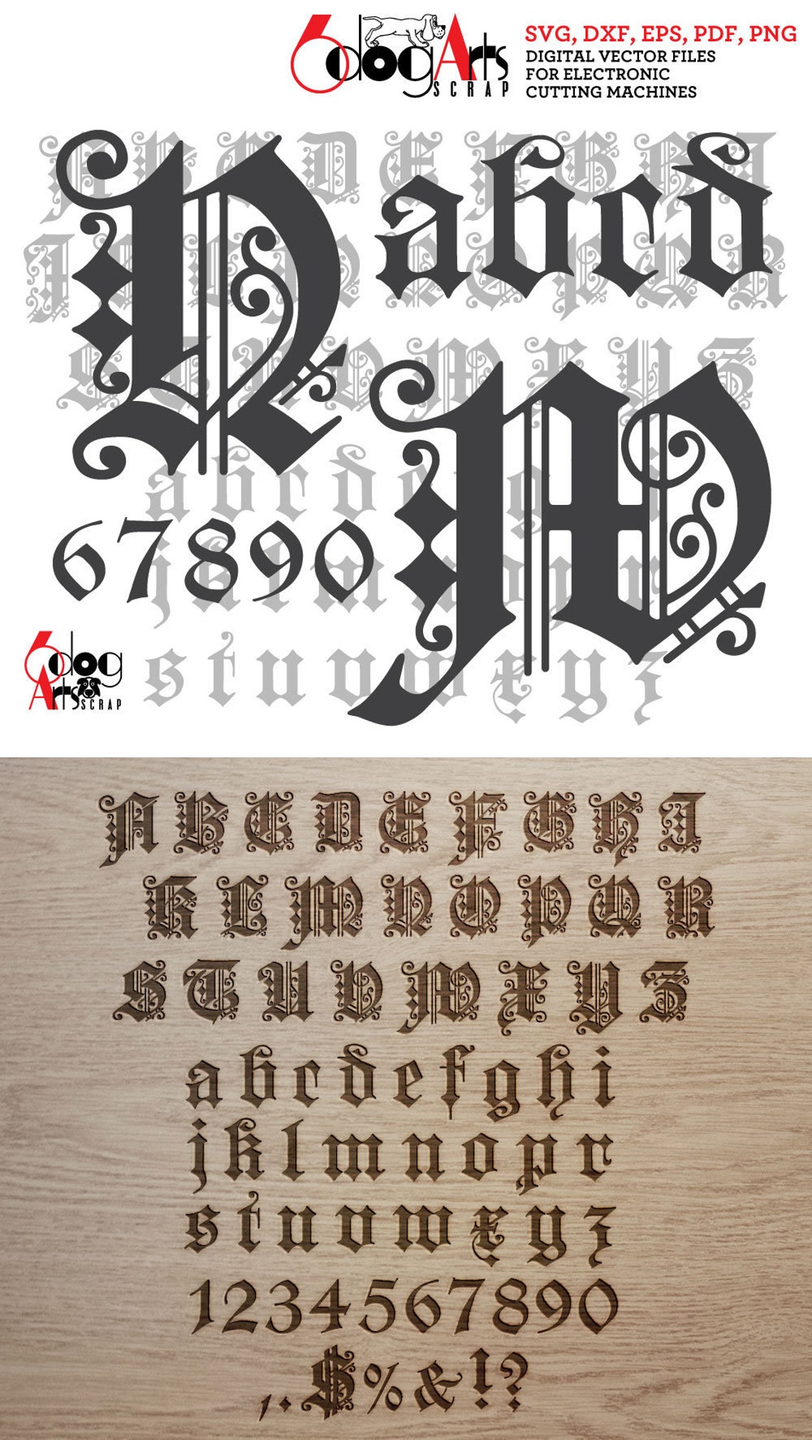 A-Z Old English Monogram Alphabet Letters SVG DXF Digital - Etsy