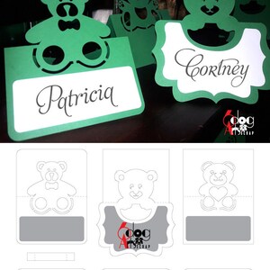 6 Teddy Bear Tent Table Place Card Templates Digital Vector Files SVG ...