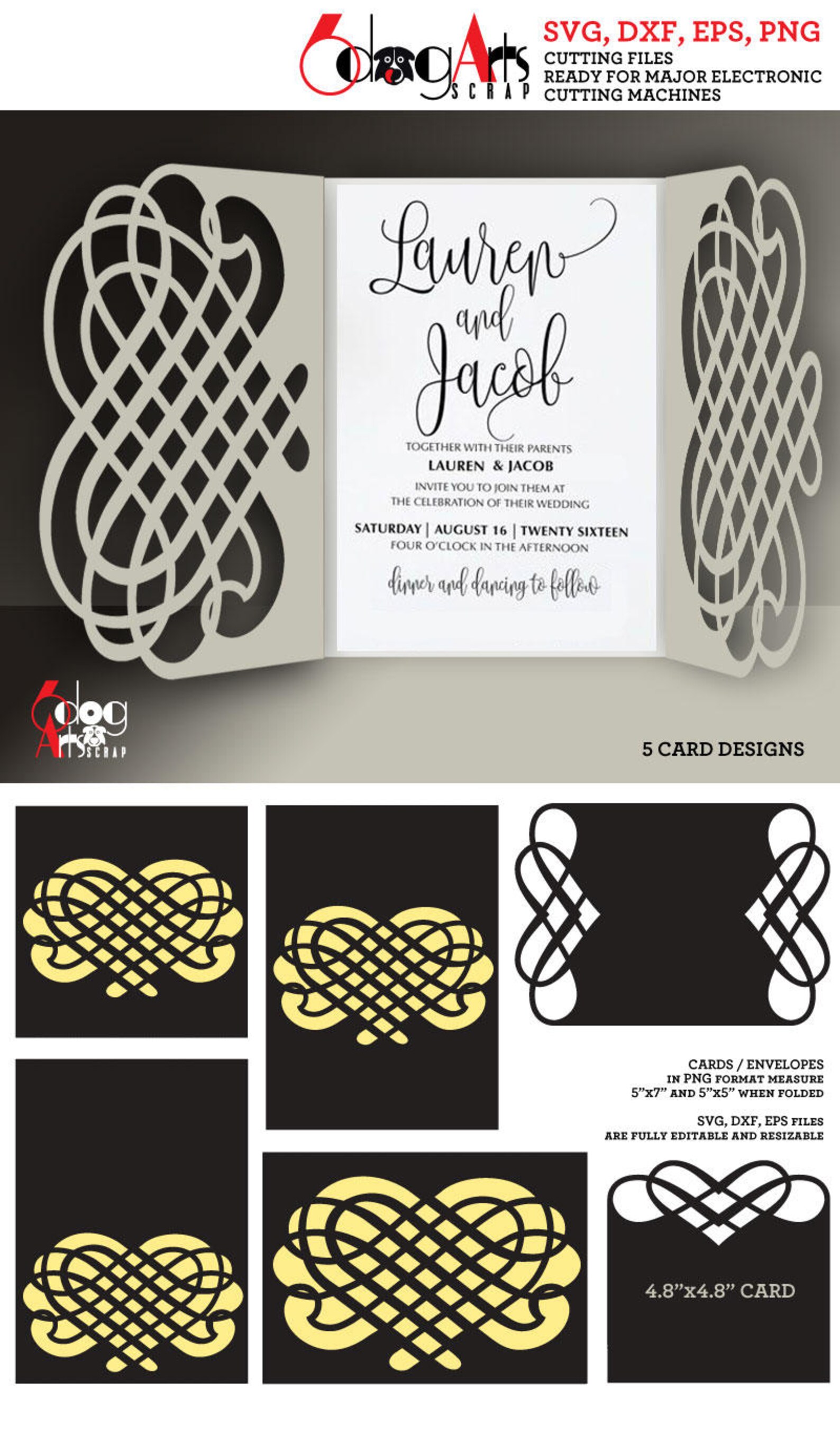 22 Calligraphic Lace Card Templates Digital Cut SVG DXF Files - Etsy UK