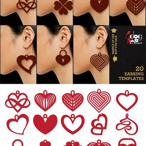 20 Heart Acrylic / Wood / Metal Earring Pendant Templates Vector ...