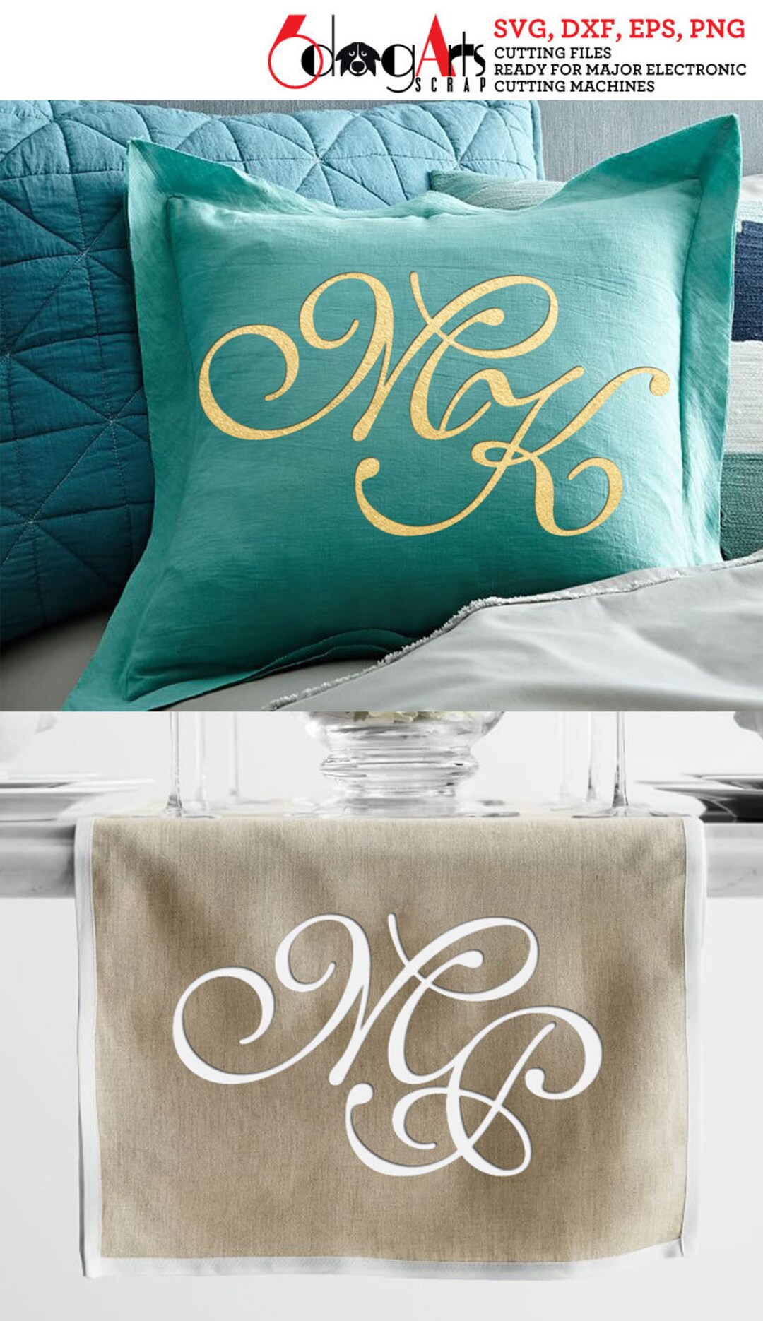 Elegant Script Monogram Alphabet Digital Images Svg Dxf Eps Png ...
