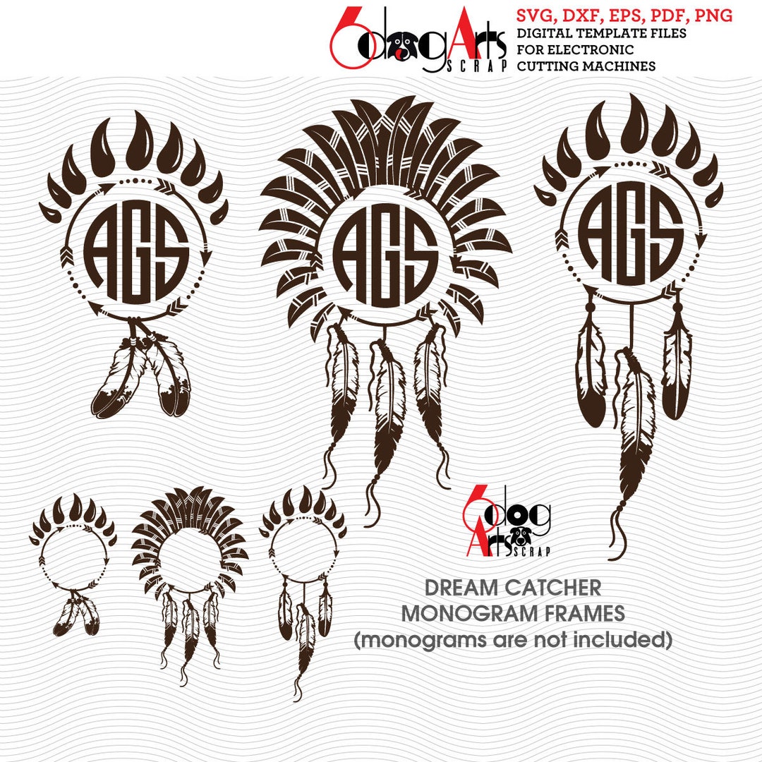 3 Dream Catcher Monogram Frames SVG DXF Eps Png Vector Digital Files ...