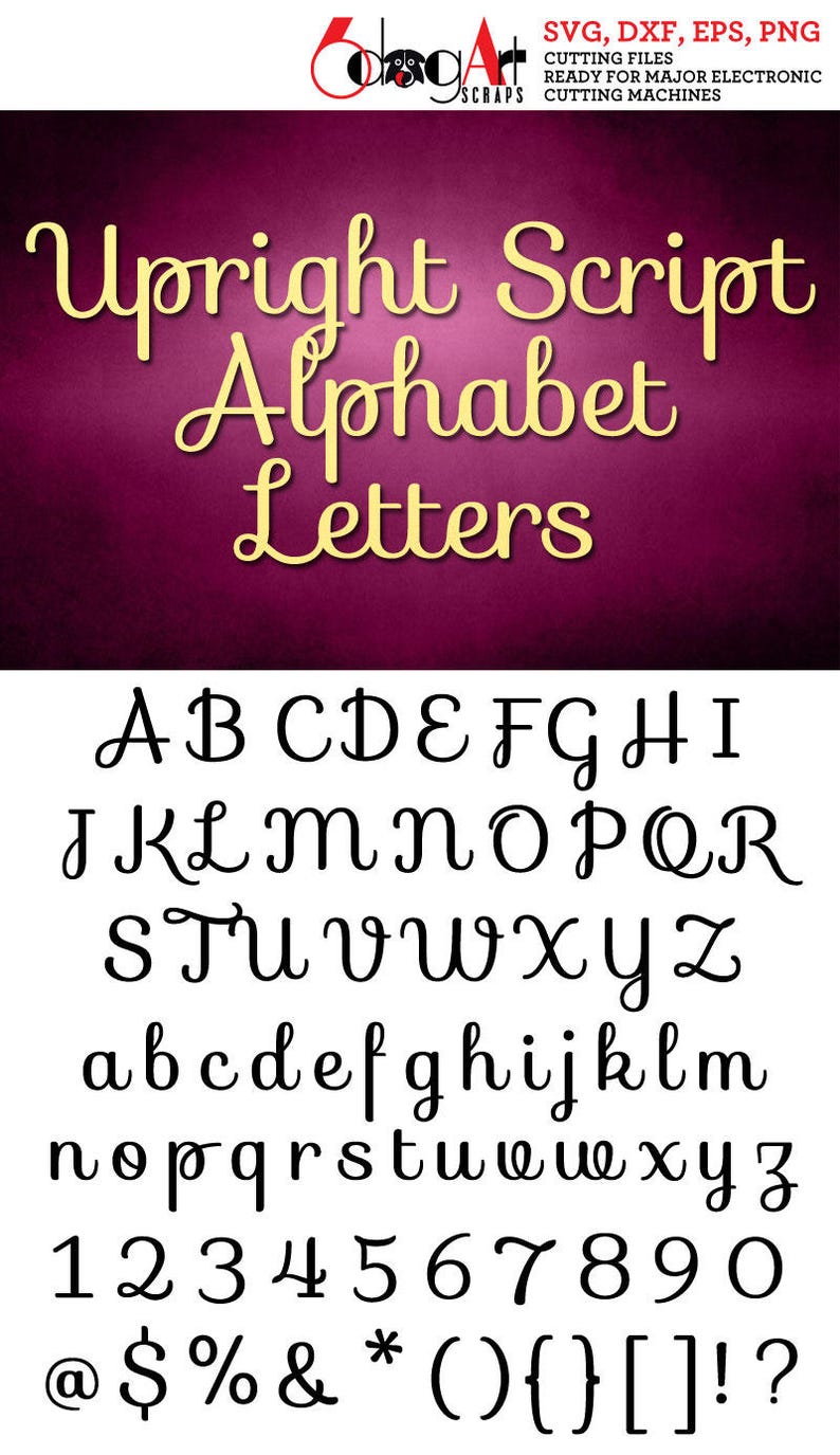 Vertical Script Alfabeto Letras Imágenes digitales SVG DXF Silueta ...