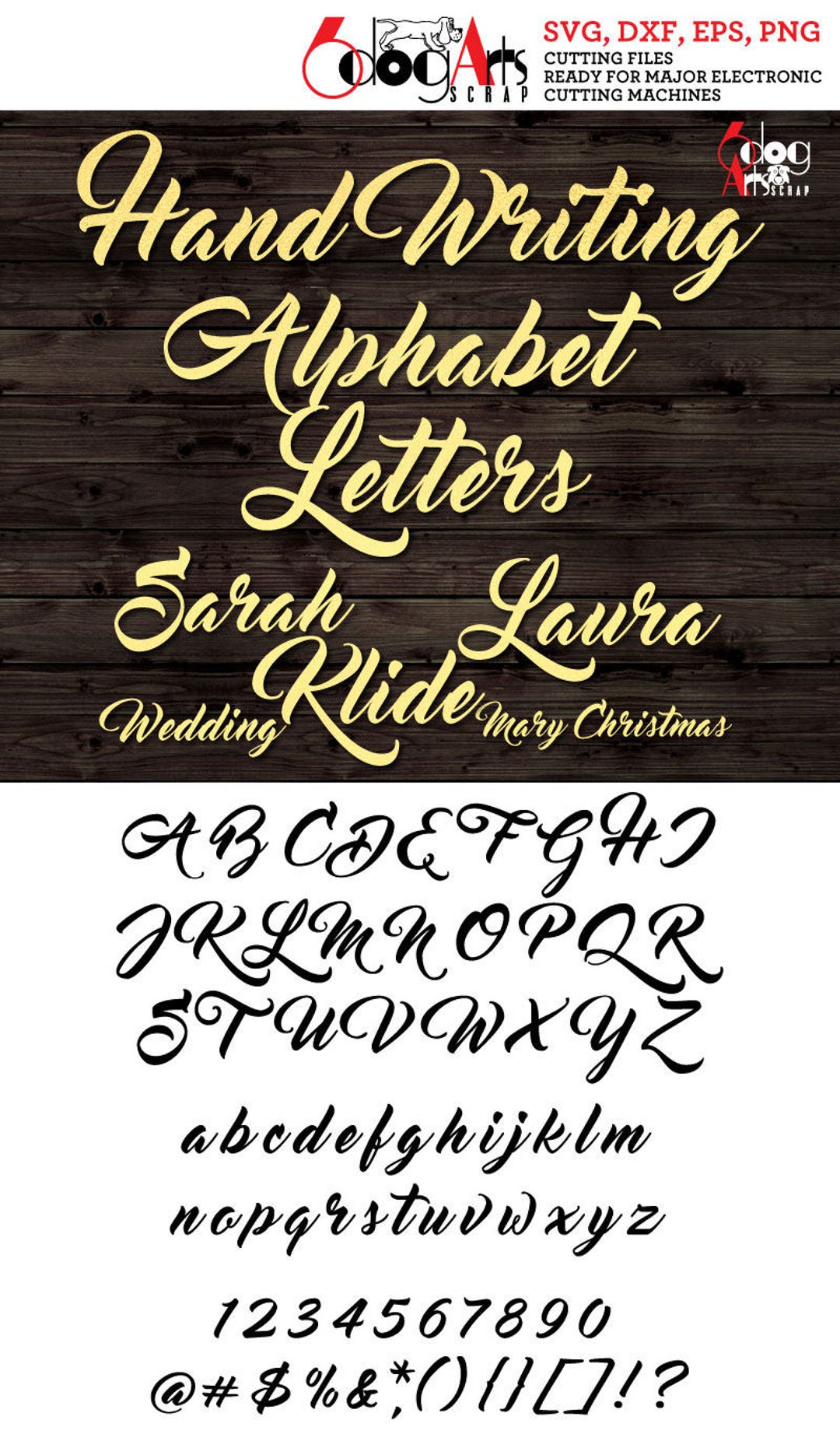 Hand Writing Alphabet Letters SVG DXF Vector Images Monogram Cuttables ...