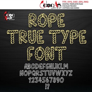 Rope TTF Font & SVG Alphabet Letters Printable Cuttable Digital ...