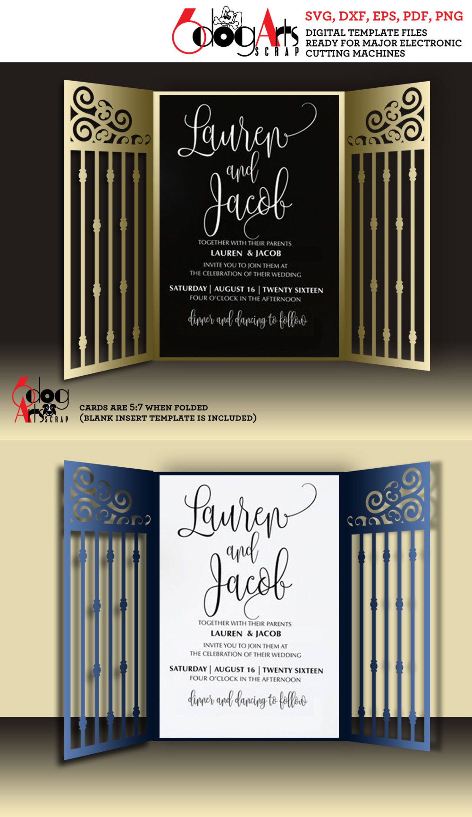 Gate-fold Card Template Digital SVG DXF Files Wedding | Etsy Canada