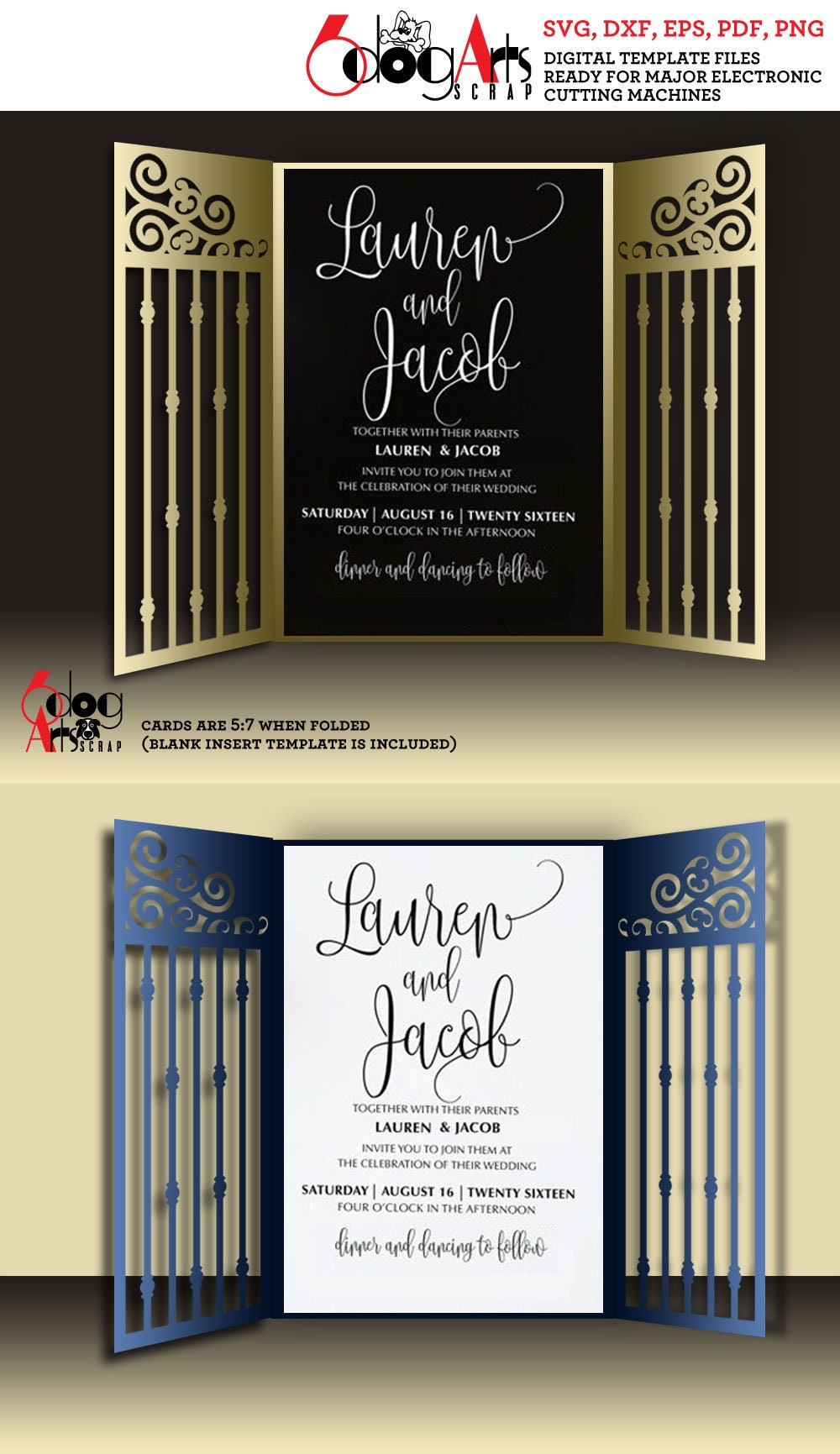 Gate-fold Card Template Digital SVG DXF Files Wedding | Etsy Canada