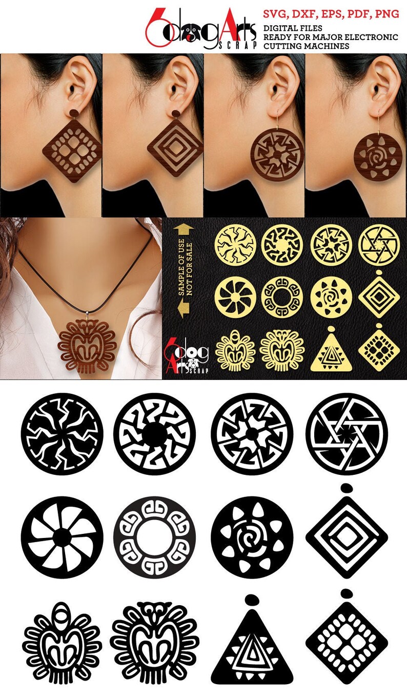 12 Native American Wood / Acrylic Earring Pendant Templates - Etsy