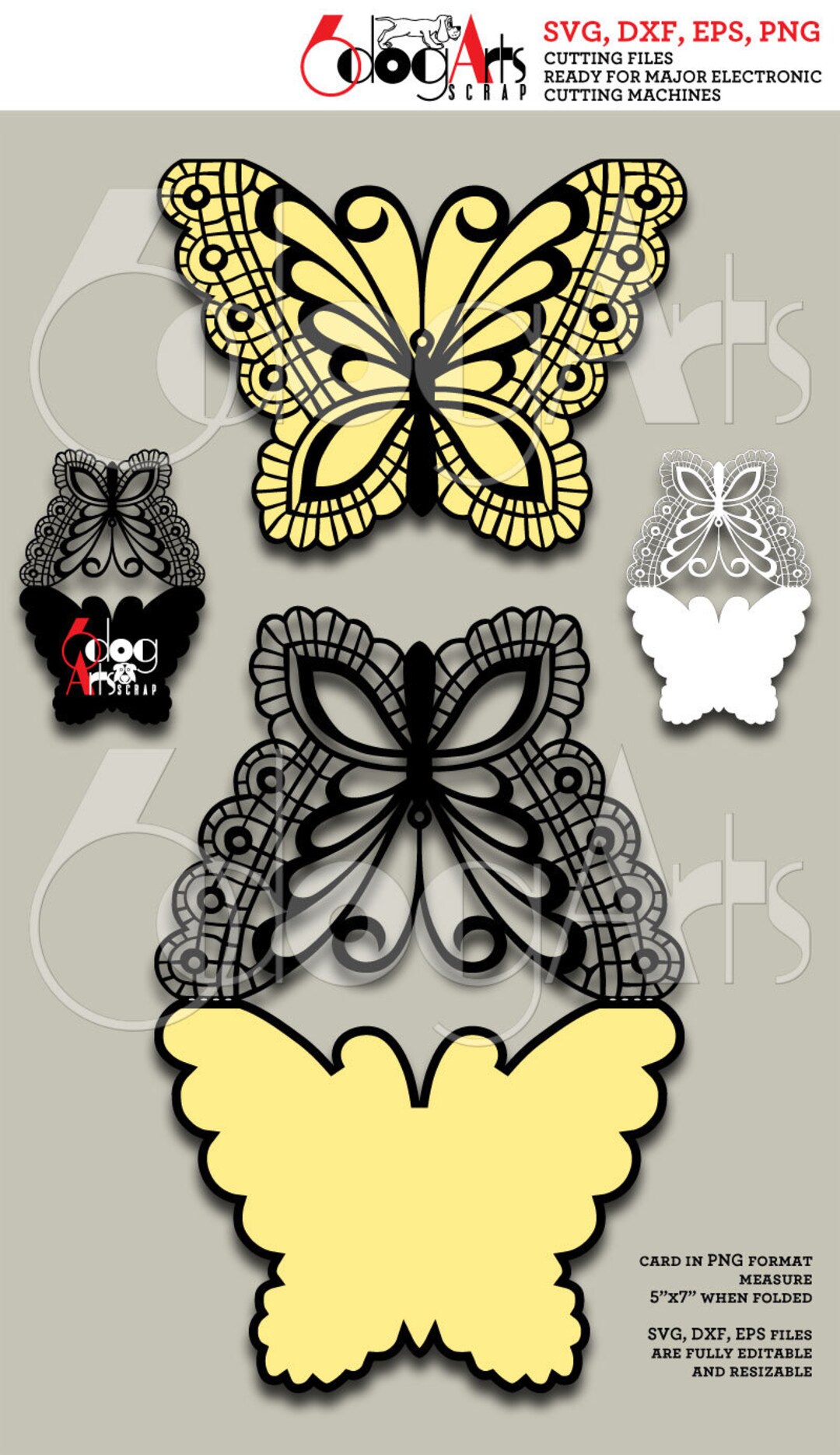 Butterfly Lace Card Template Digital Cut SVG DXF Files Wedding ...