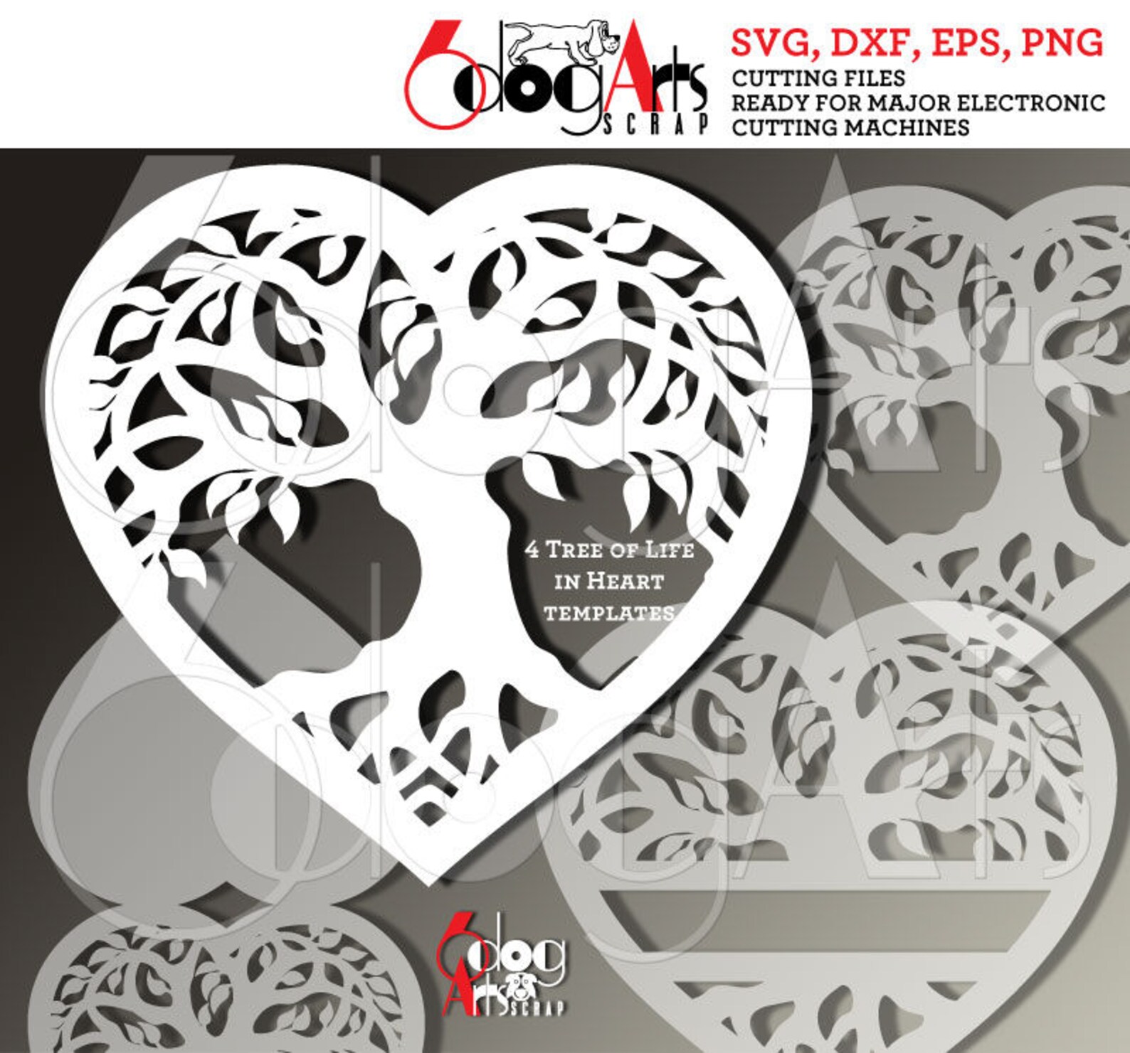 Tree of Life Family Heart Digital Files SVG DXF Cuttable Designs ...