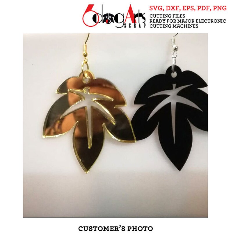 10 Earring Pendant SVG DXF Templates Leaf Wood Acrylic Metal Leather ...