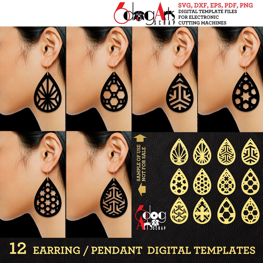 12 Leather / Wood Earring Templates Vector Digital SVG DXF Jewelry ...
