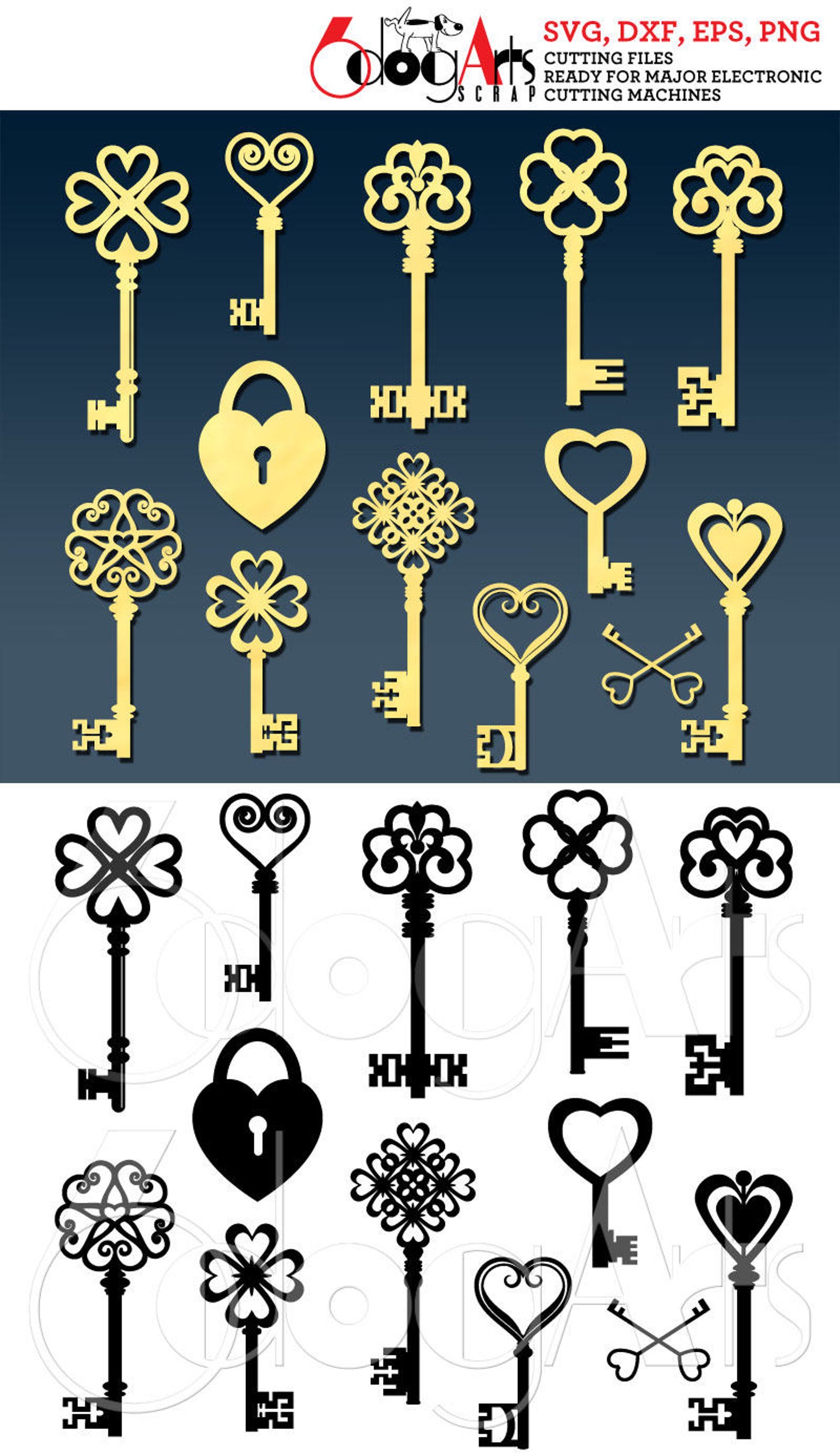 Valentines Keys Digital Files Svg Dxf Eps Png Silhouette - Etsy