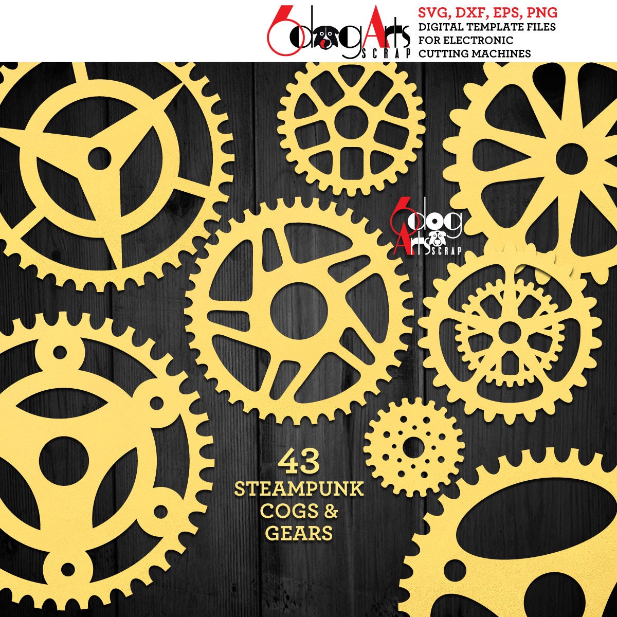 43 Steampunk Cog Gear Clip Art Digital Files SVG DXF Cuttable Printable ...