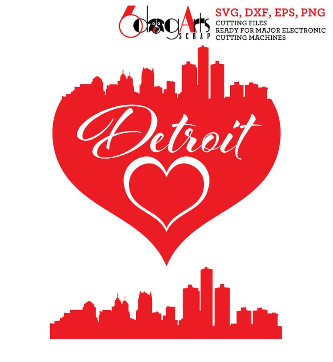 Detroit Skyline Love Heart Digital Files SVG DXF Cuttable Designs ...