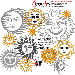 43 Sun Clip Arts Digital Vector Files SVG, DXF, Png, Eps - Printable ...