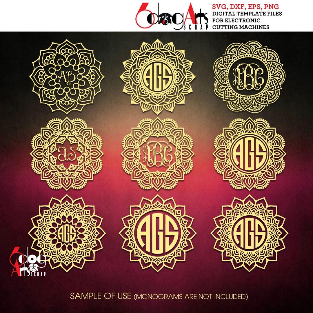 Mandala Monogram Frames Vector Digital Files Svg Dxf Eps Png Silhouette ...