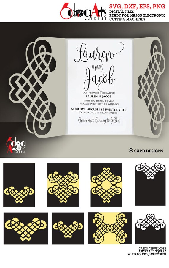 8 Calligraphic Lace Card Templates Digital Cut SVG DXF Files | Etsy