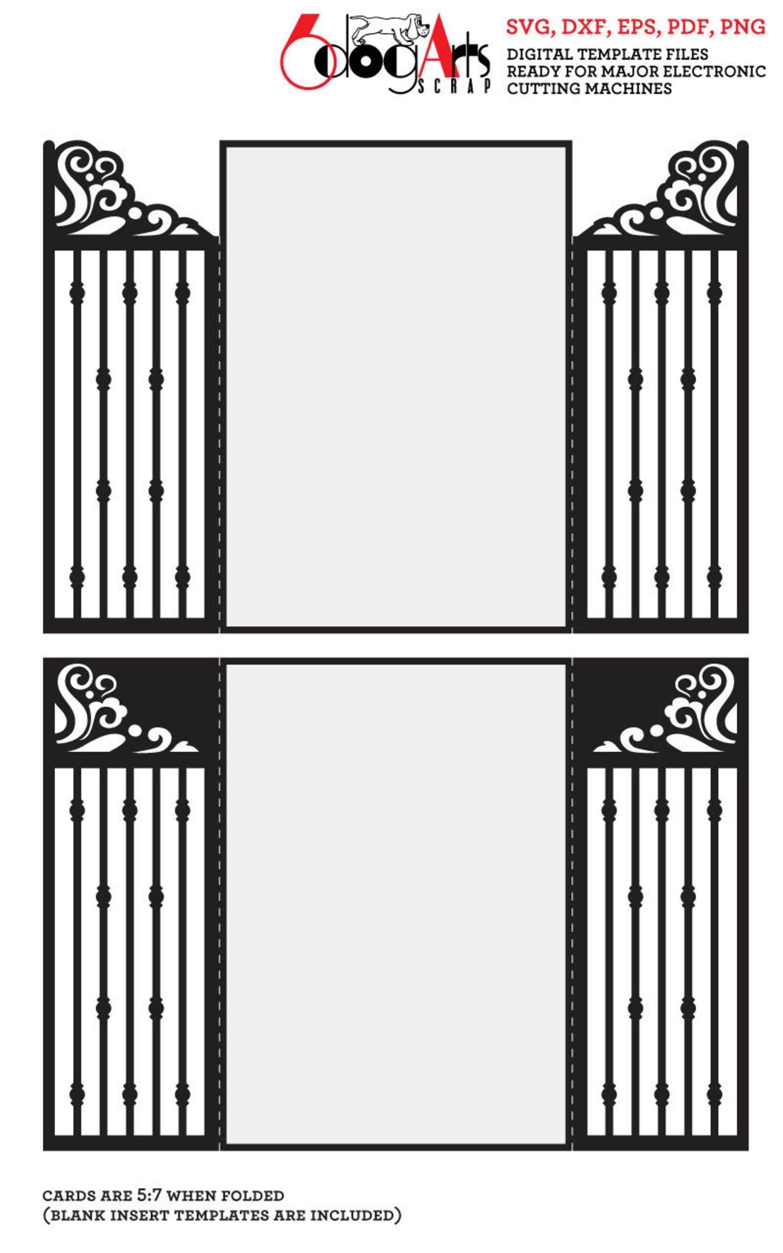 Gate-fold Card Template Digital SVG DXF Files Wedding Invitation ...