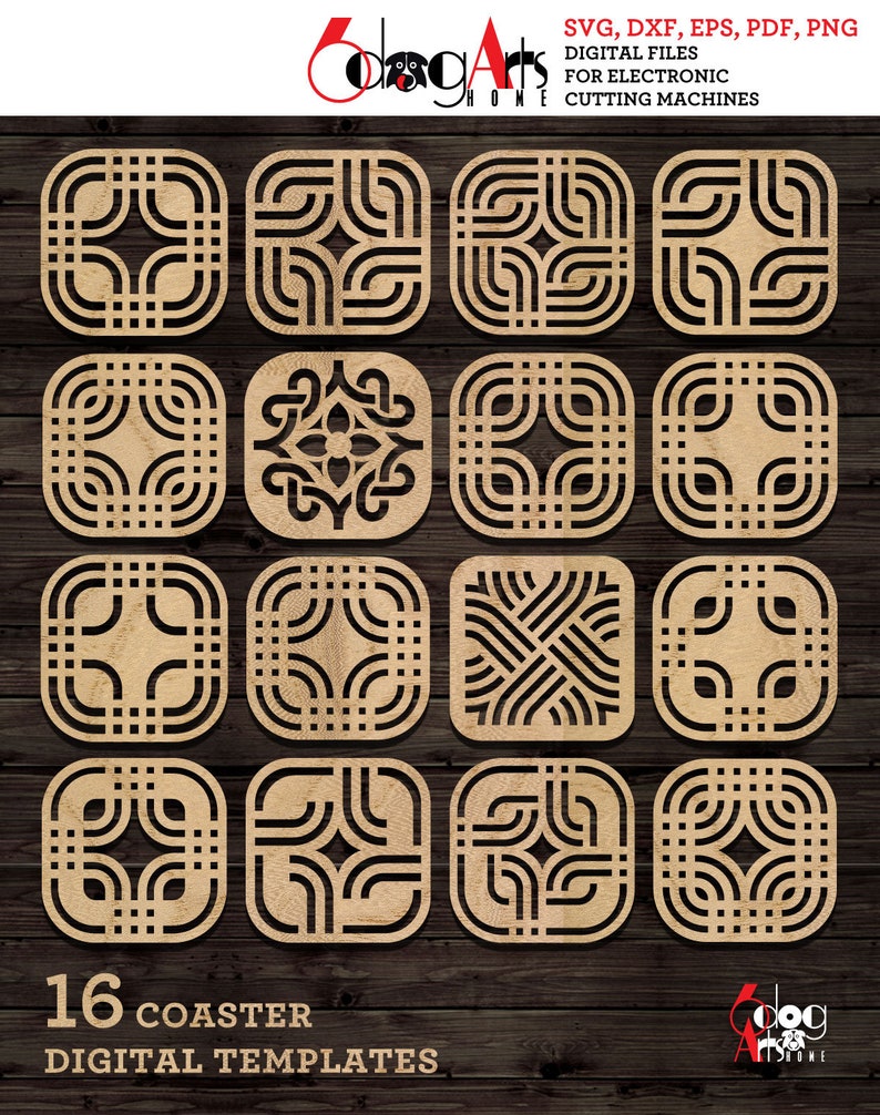 16 Coaster Trivet Wall Decor Templates Vector Digital SVG DXF - Etsy