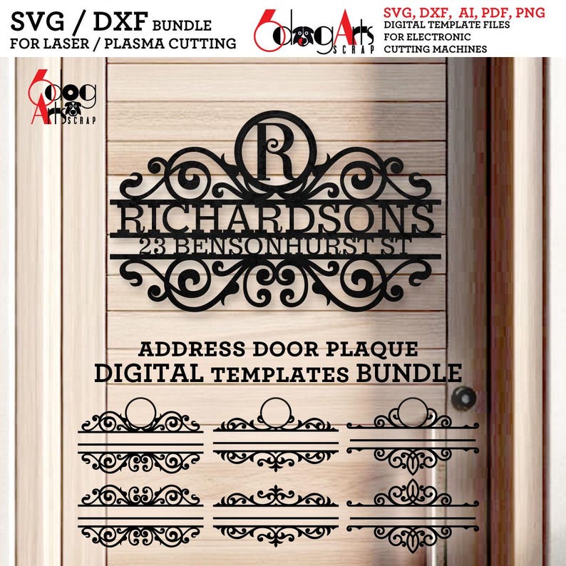 Address Door Sign / Plaque SVG / DXF Bundle: Digital Templates for ...
