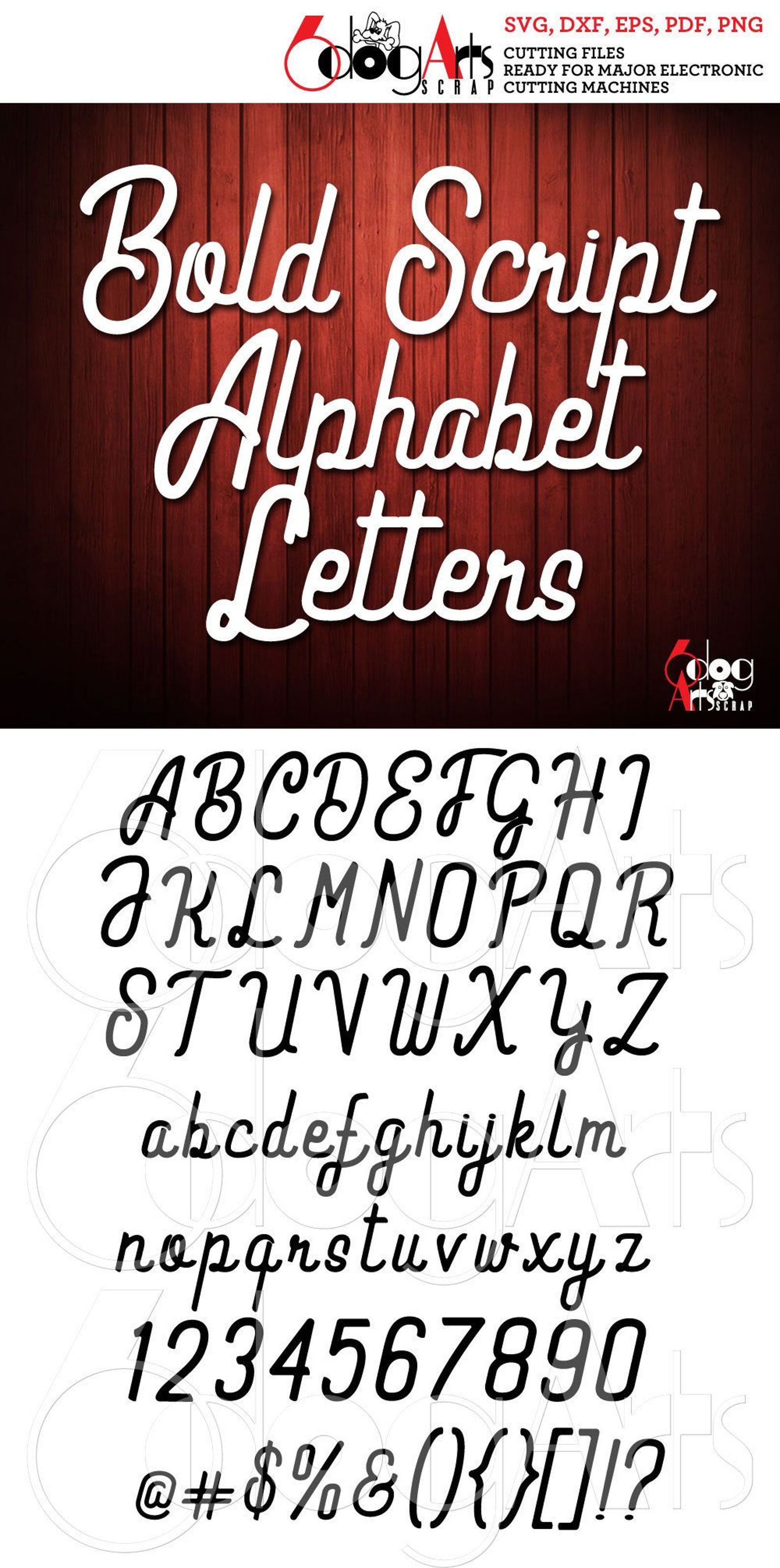 Bold Script Alphabet Letters Digital Images SVG DXF Silhouette | Etsy